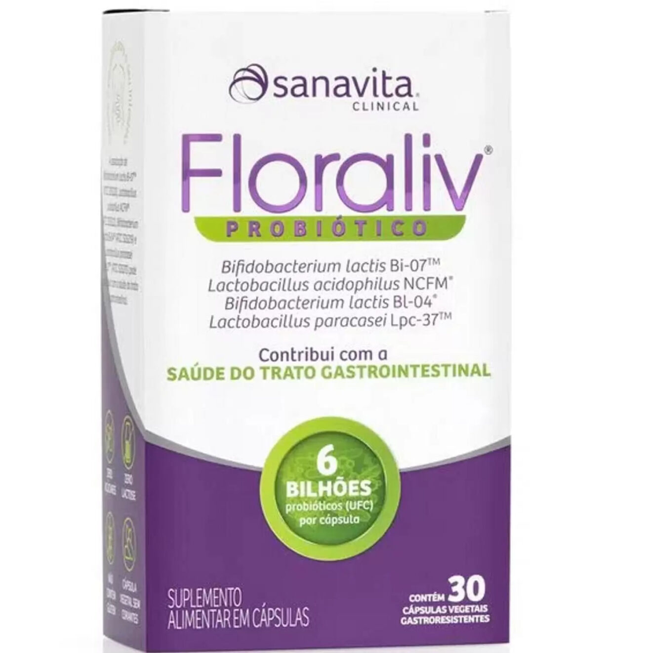 Floraliv Probiótico 30 cápsulas vegetais - Sanavita - Doce Erva ...